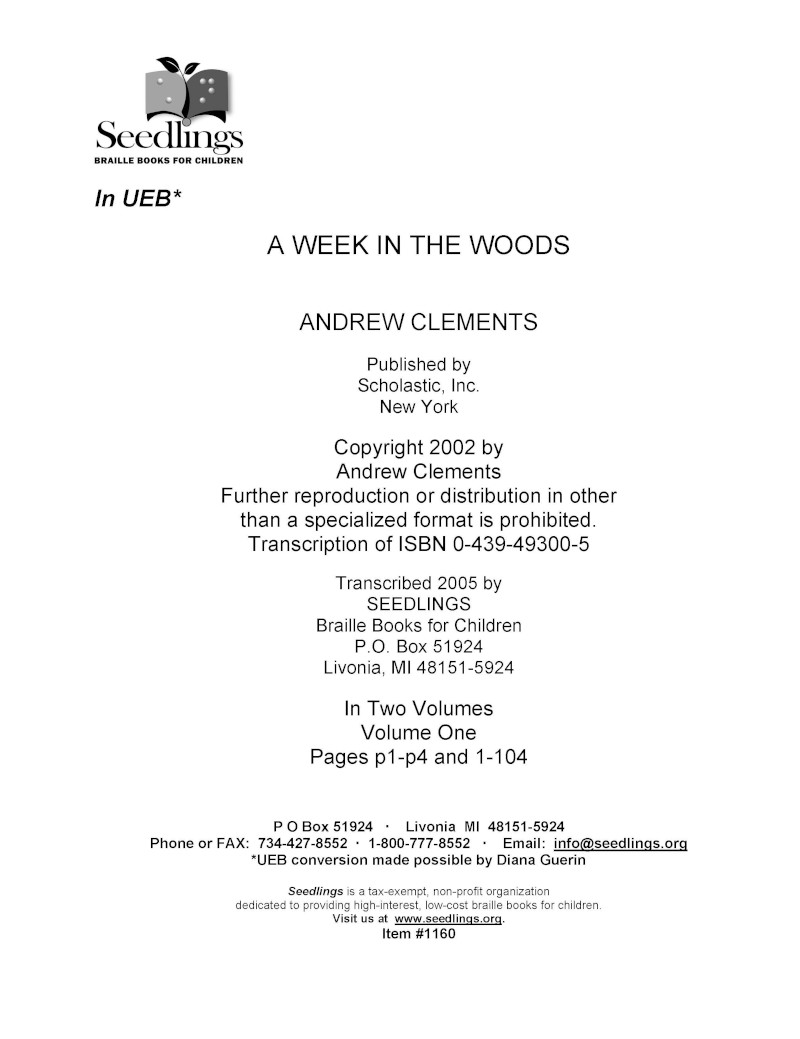 A Week in the Woods [2 vol.] - Seedlings