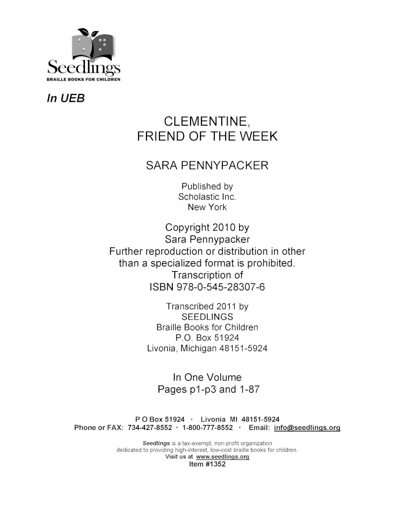 Clementine, Friend of the Week (Clementine #4) [POD] - Seedlings