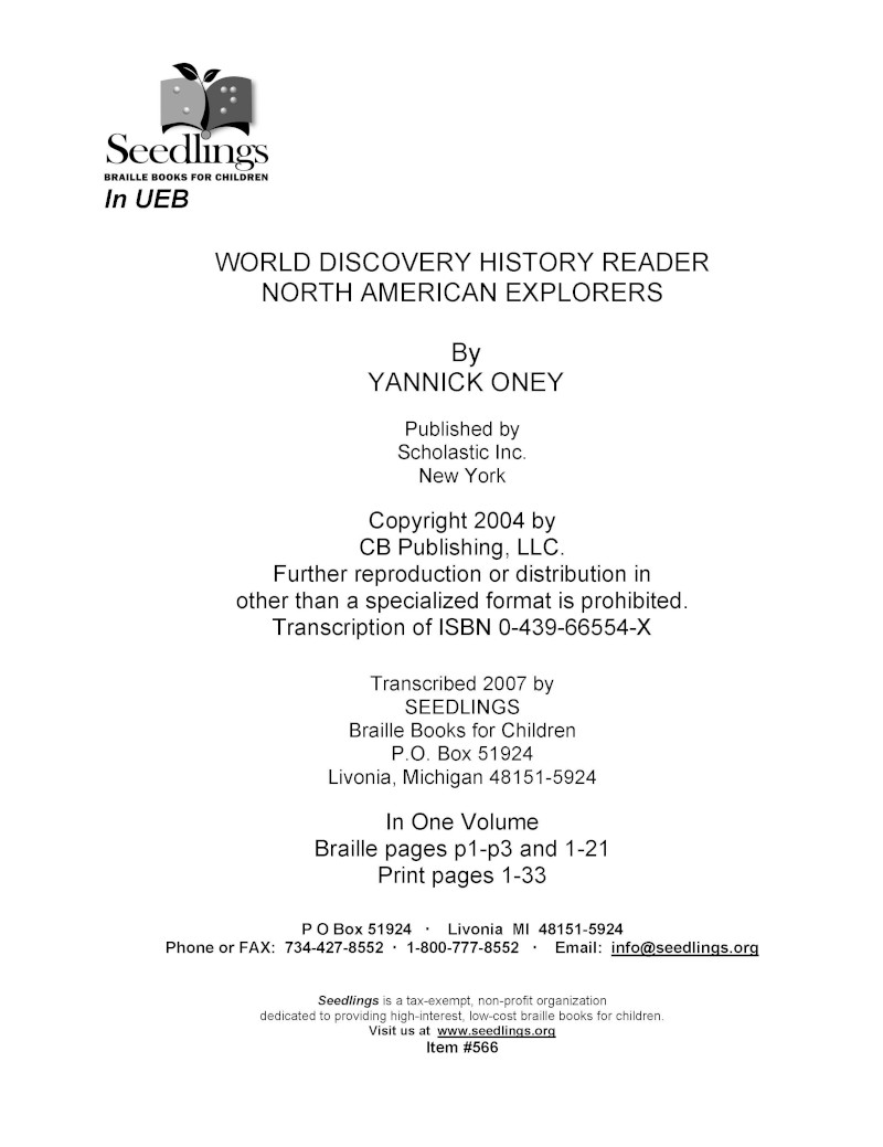 North American Explorers (World Discovery History Readers) [POD ...