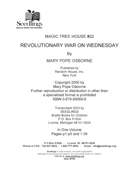 Revolutionary War on Wednesday (Magic Tree House #22) - Seedlings